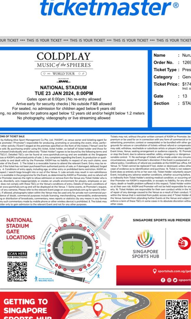 [URGENT SALE] Ticket Coldplay Music Of The Spheres World Tour, Tickets & Vouchers, Event Tickets ...