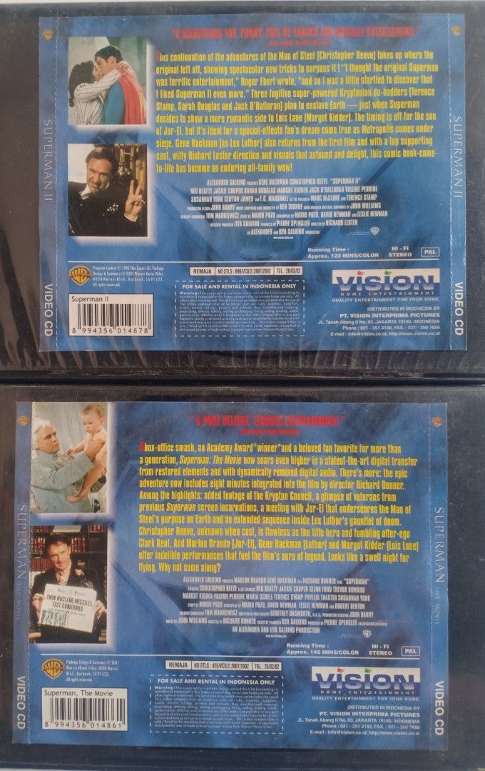 Vcd set Superman 1&2, Musik & Media, CD, DVD & Lainnya di Carousell