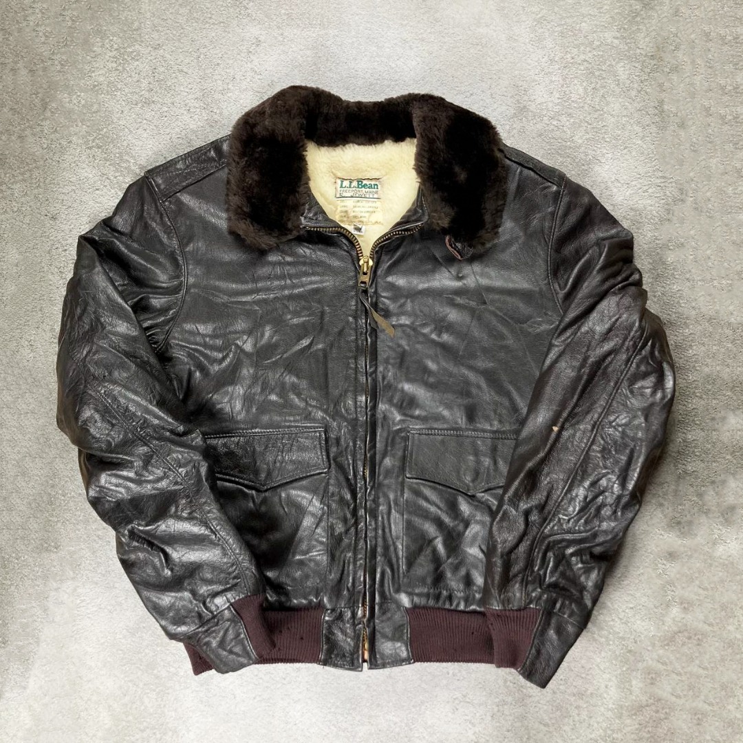Vintage 80's LL BEAN Genuine leather flight jacket, Men's Fashion, Coats, Jackets and Outerwear ...