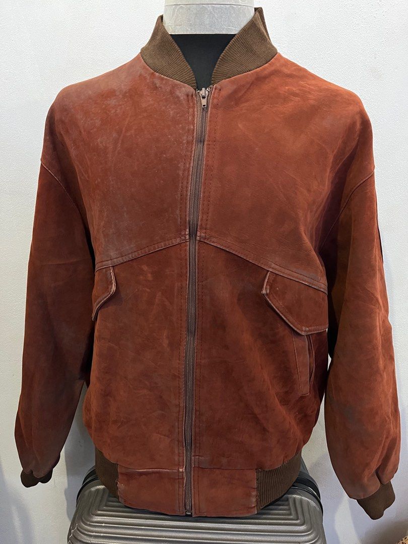 Vintage BOMBER jacket full leather suede GV MODA ITALIANA size L, Men's ...