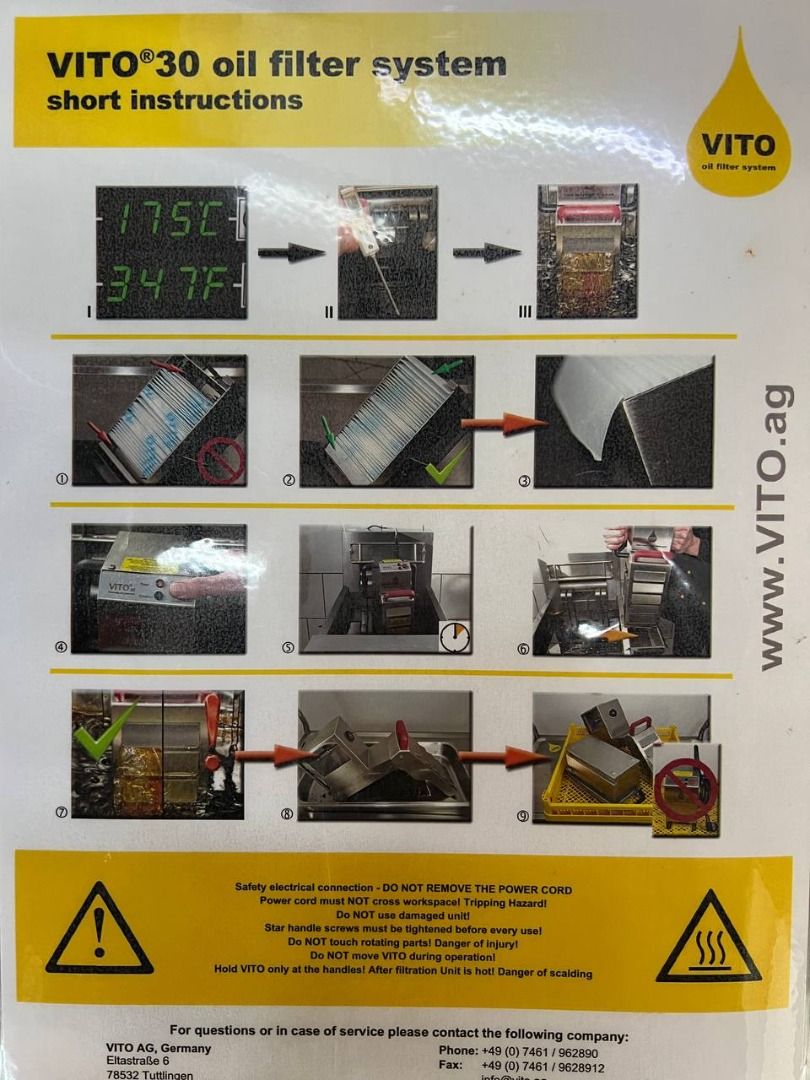 VITO 30 COOKING OIL FILTER SYSTEM, TV & Home Appliances, Kitchen ...