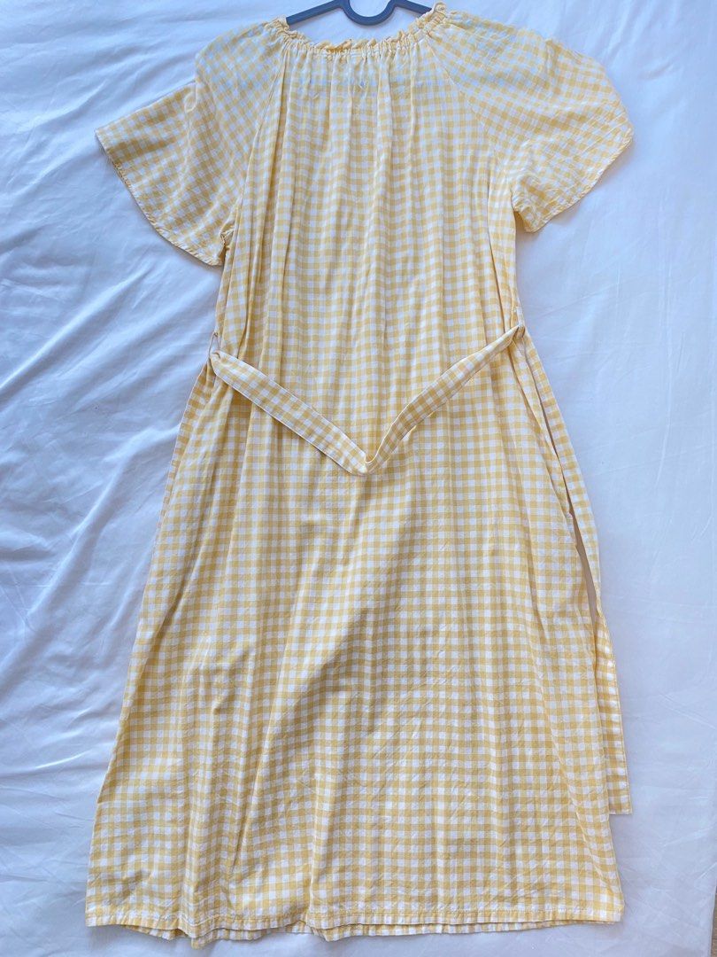 Uniqlo Checkered Yellow Dress Kids Petite Women, Women's Fashion ...