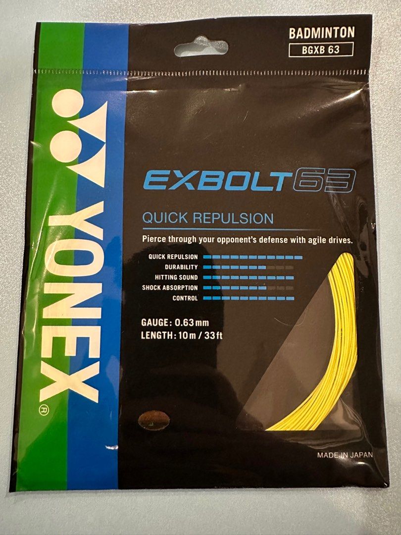 Yonex Exbolt 63 Badminton String 100% Original Made in Japan, Sports ...