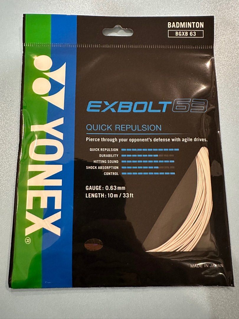 Yonex Exbolt 63 Badminton String 100% Original Made in Japan, Sports ...