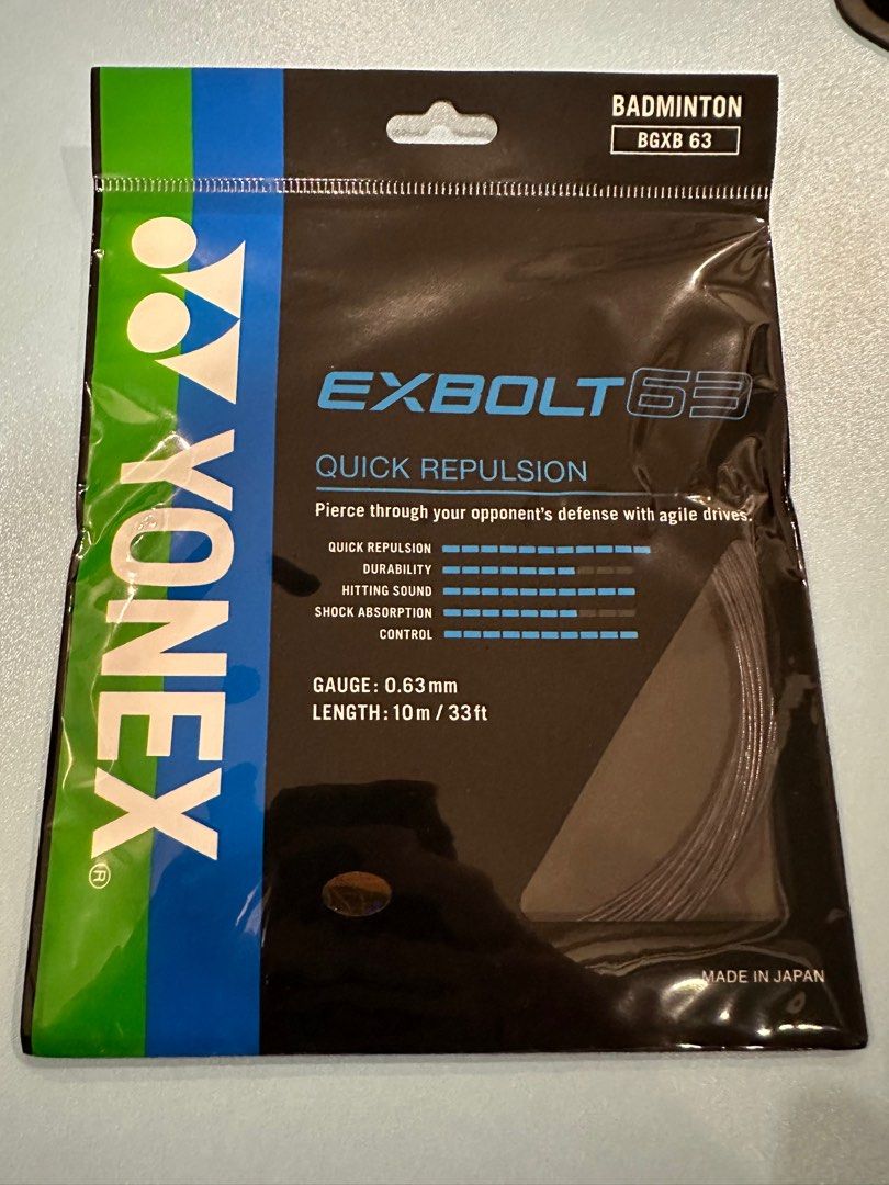 Yonex Exbolt 63 Badminton String 100% Original Made in Japan, Sports ...