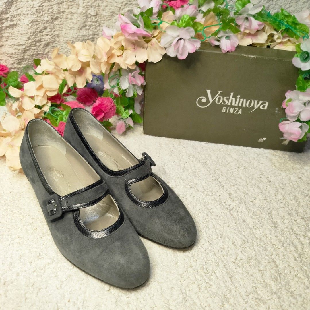 Yoshinoya Ginza Suede Dark Grey 1.5 inch, Women's Fashion, Footwear ...