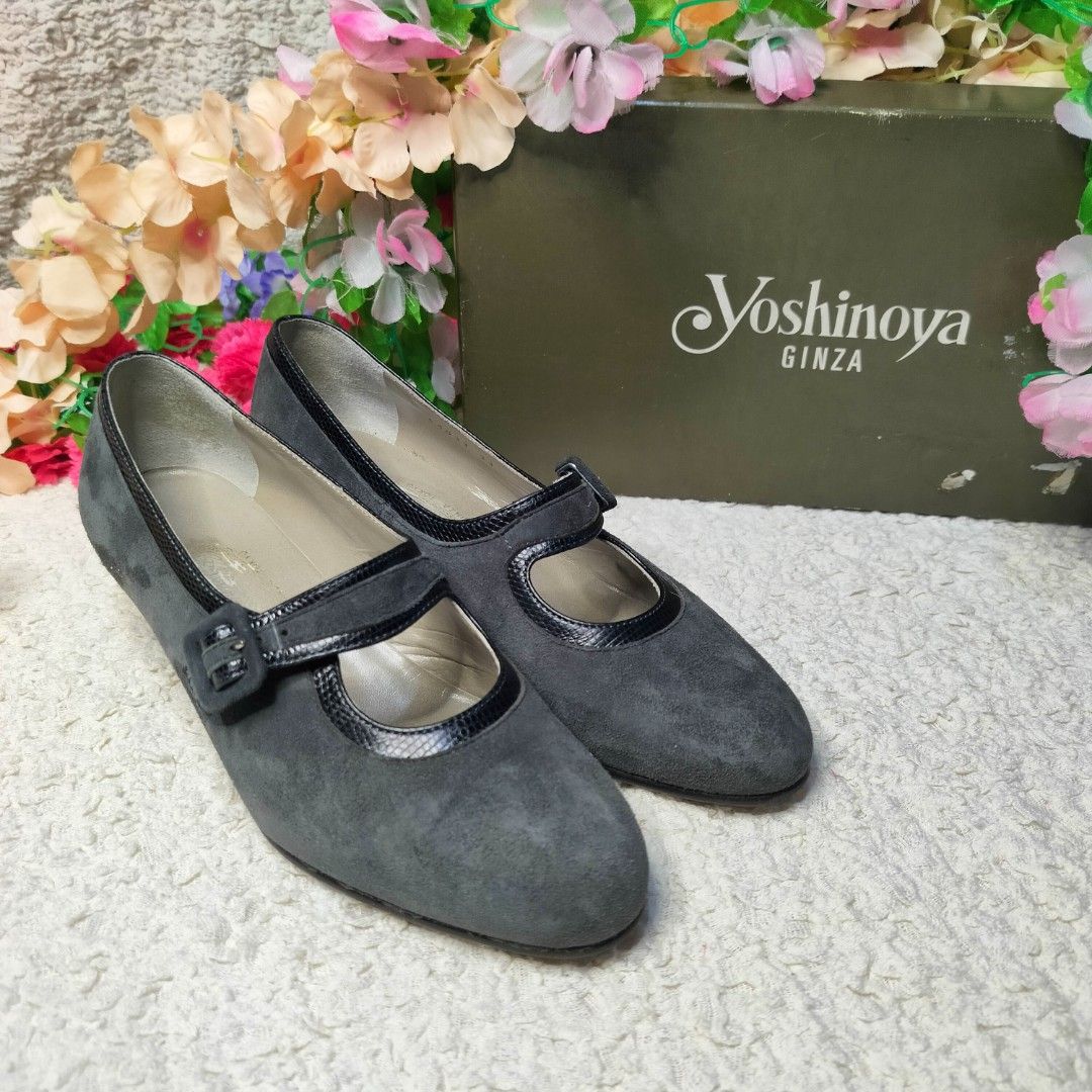 Yoshinoya Ginza Suede Dark Grey 1.5 inch, Women's Fashion, Footwear ...