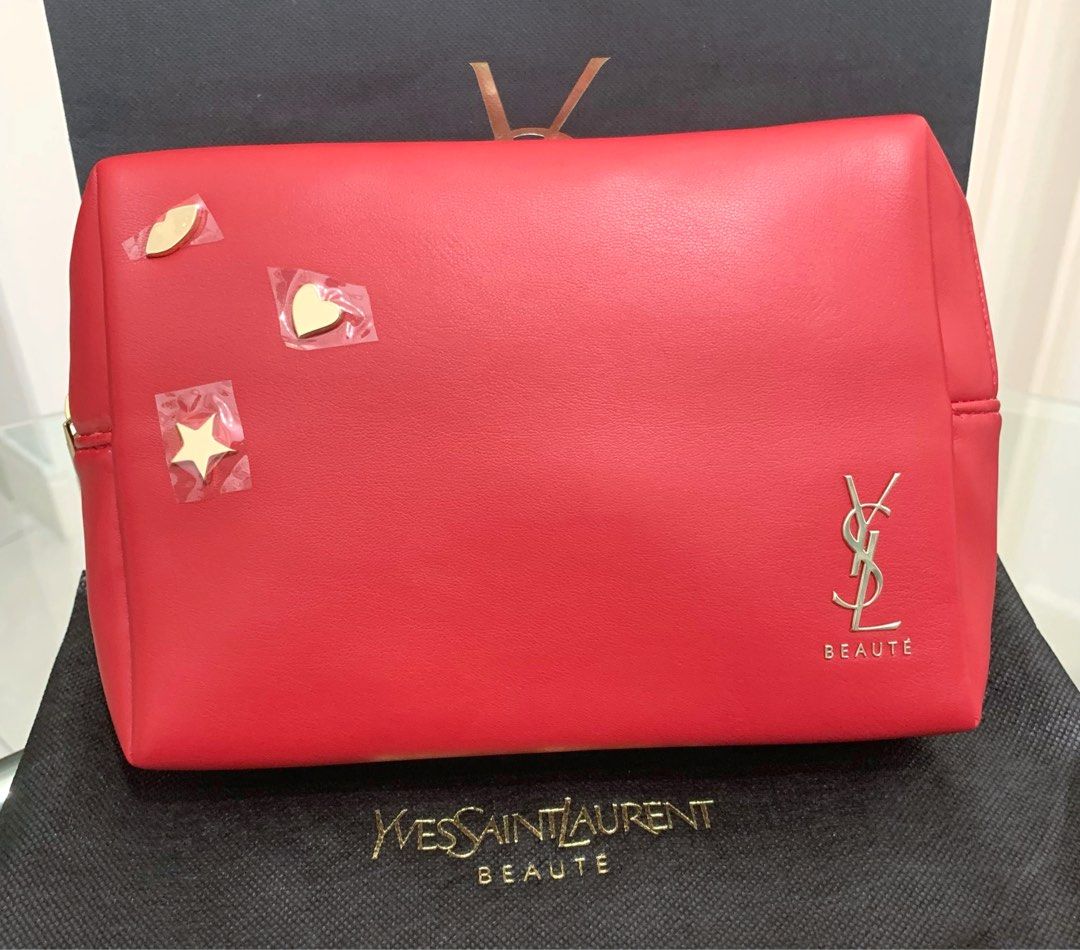 YSL Beauty Pouch with Matching Key-Chain Mirror and Mini Samples, Women ...