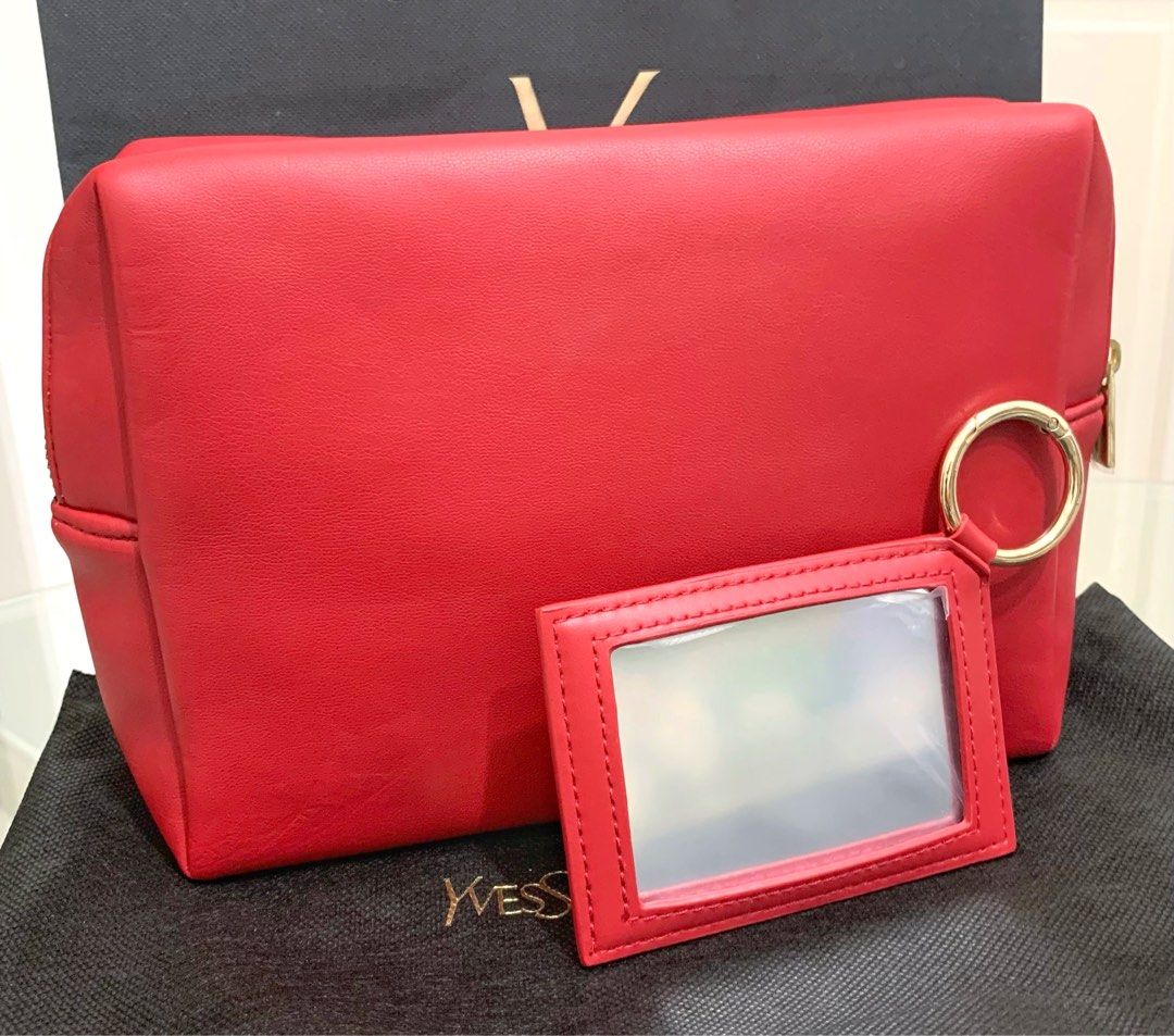 YSL Beauty Pouch with Matching Key-Chain Mirror and Mini Samples, Women ...