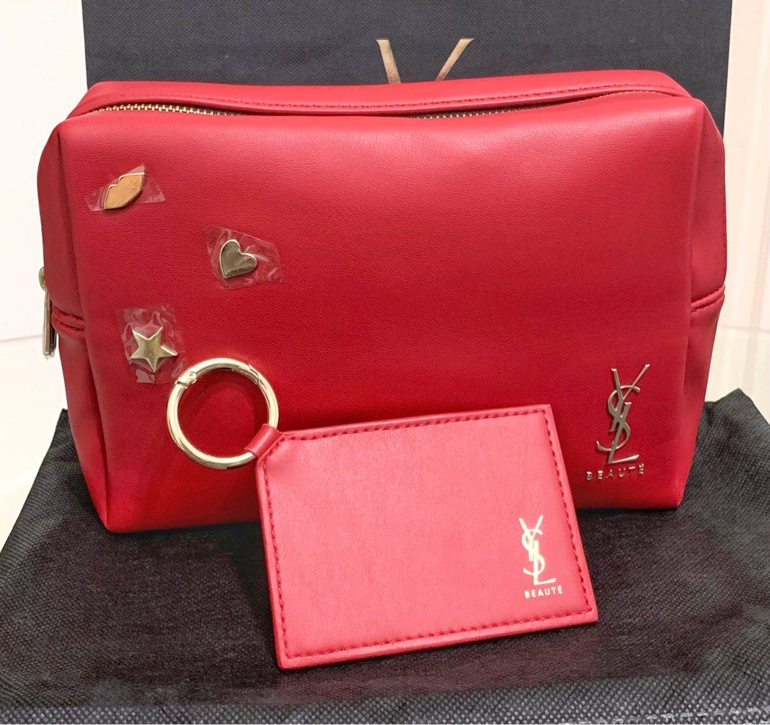 YSL Beauty Pouch with Matching Key-Chain Mirror and Mini Samples, Women ...