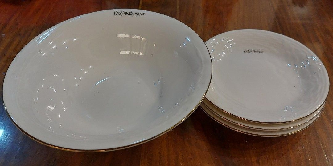 YSL Big Bowl & 3 Cake Plates Set, Furniture & Home Living, Kitchenware ...