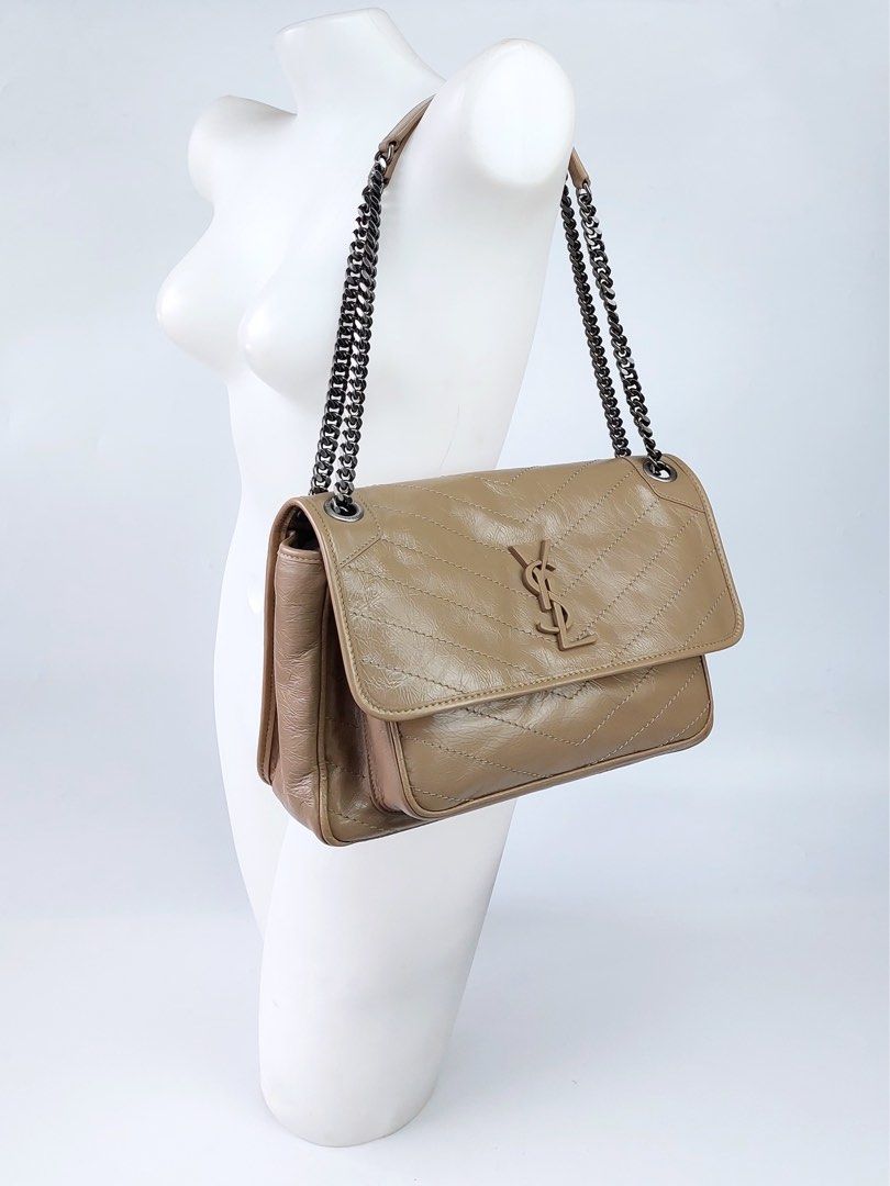 YSL Original Niki distressed shoulder bag brown, Women's Fashion, Bags ...