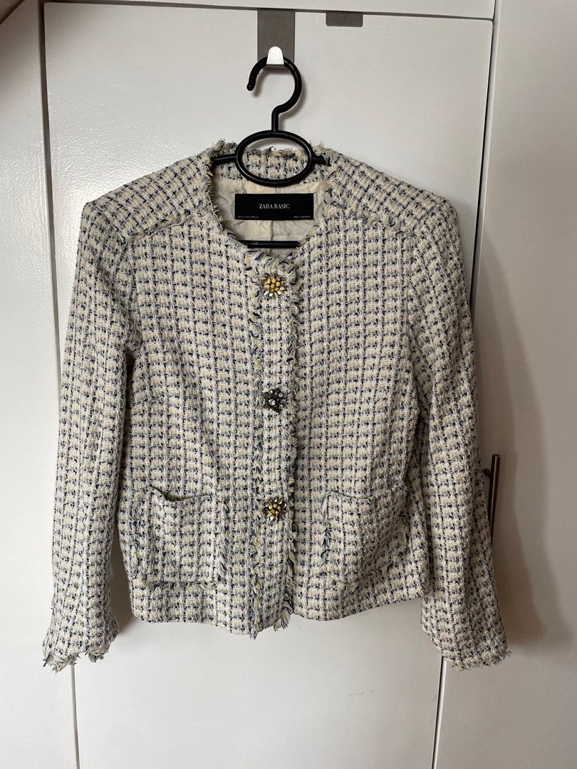 ZARA Tweed Jacket with Pockets, Women's Fashion, Coats, Jackets and ...