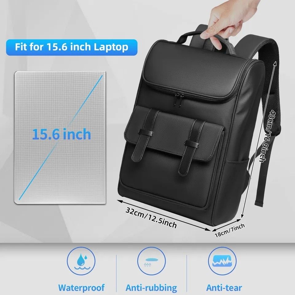 Backpack 15inch laptop backpack men black backpack, Men's Fashion, Bags ...