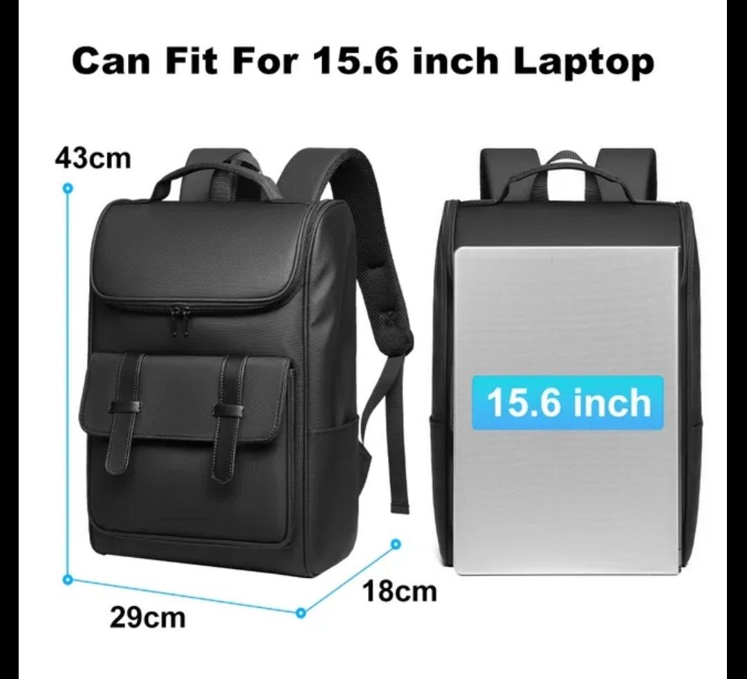 Backpack 15inch laptop backpack men black backpack, Men's Fashion, Bags ...