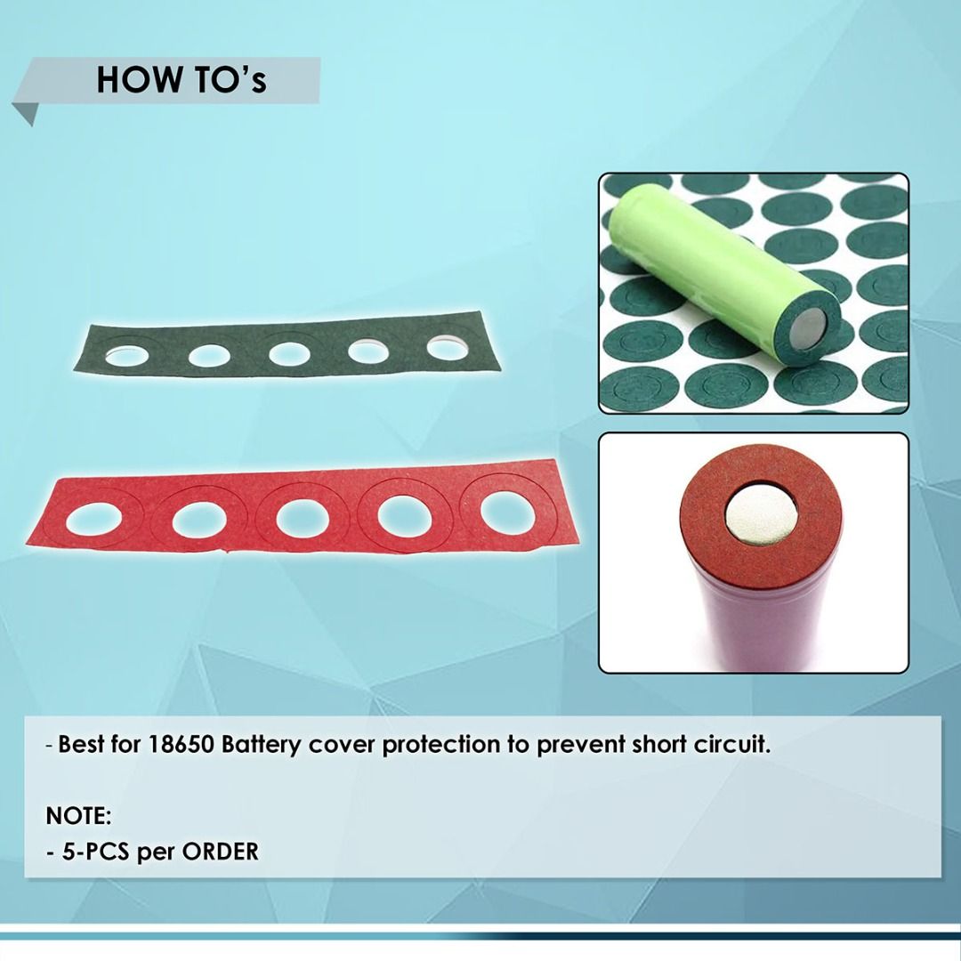 18650 BATTERY INSULATOR RING ADHESIVE CARDBOARD STICKER (5-PCS per ...