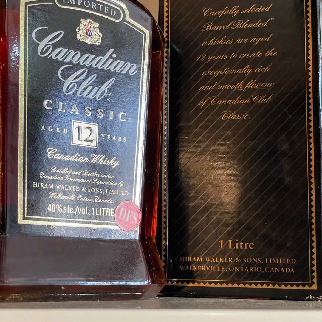 1L 1990s Canadian Club 12 Classic Whisky 1000ml, Food & Drinks ...