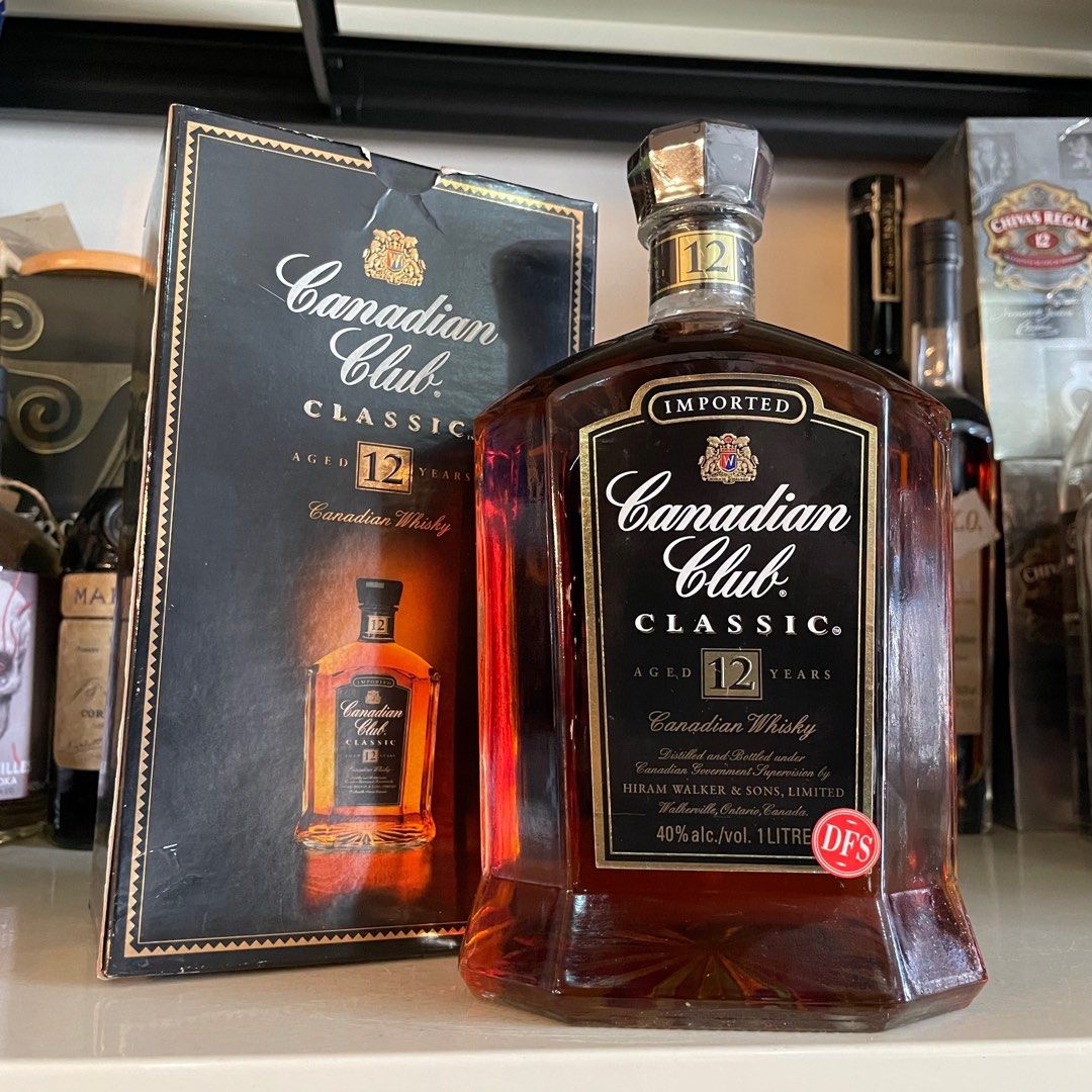 1L 1990s Canadian Club 12 Classic Whisky 1000ml, Food & Drinks ...