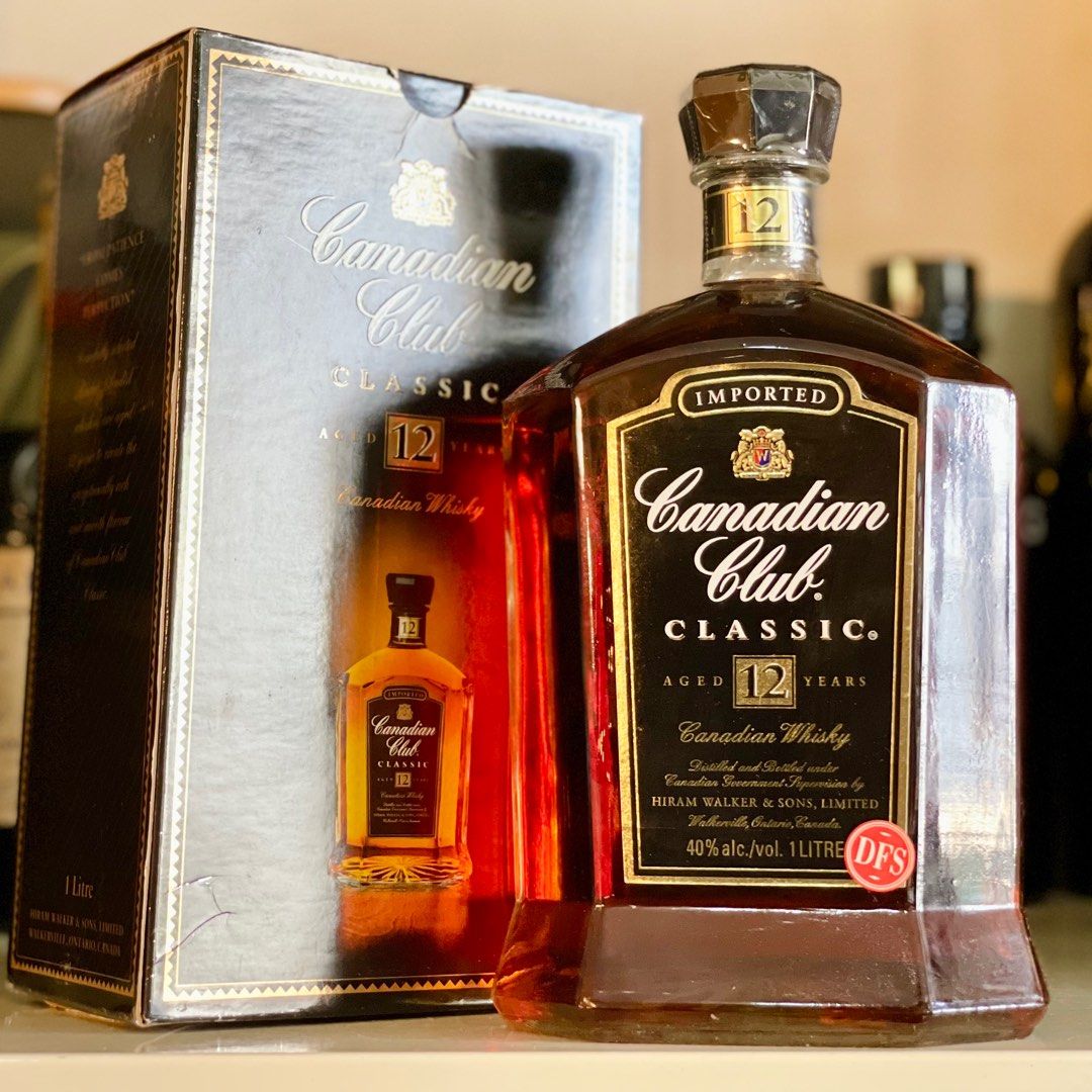 1L 1990s Canadian Club 12 Classic Whisky 1000ml, Food & Drinks ...