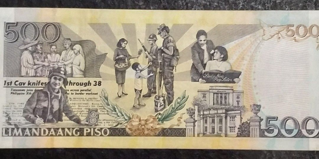 2008 Philippines NDS *Ninoy Aquino*500 Piso old Banknotes SN#BL011352 ...