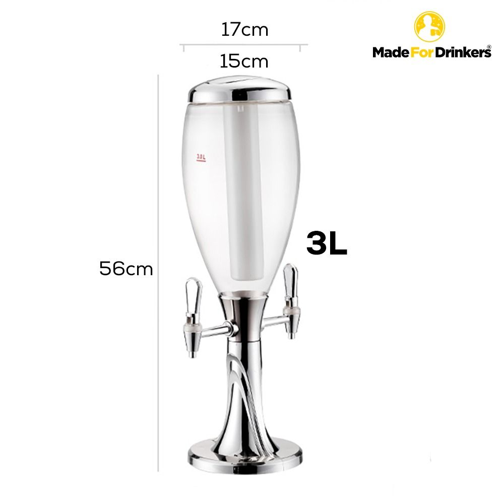 3L Beer Tower with dual taps - Dispenser Drink Beverage Tower Dispenser ...