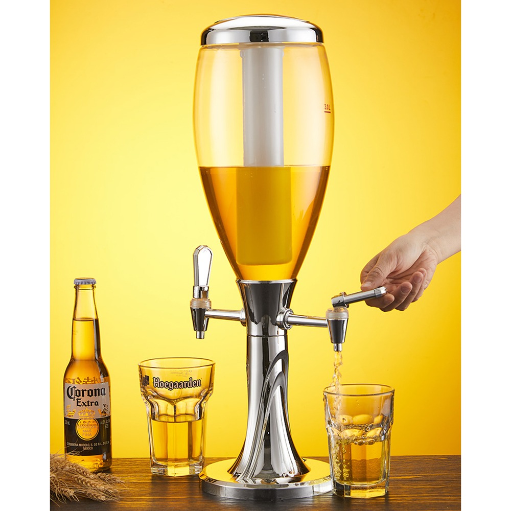 3L Beer Tower with dual taps - Dispenser Drink Beverage Tower Dispenser ...