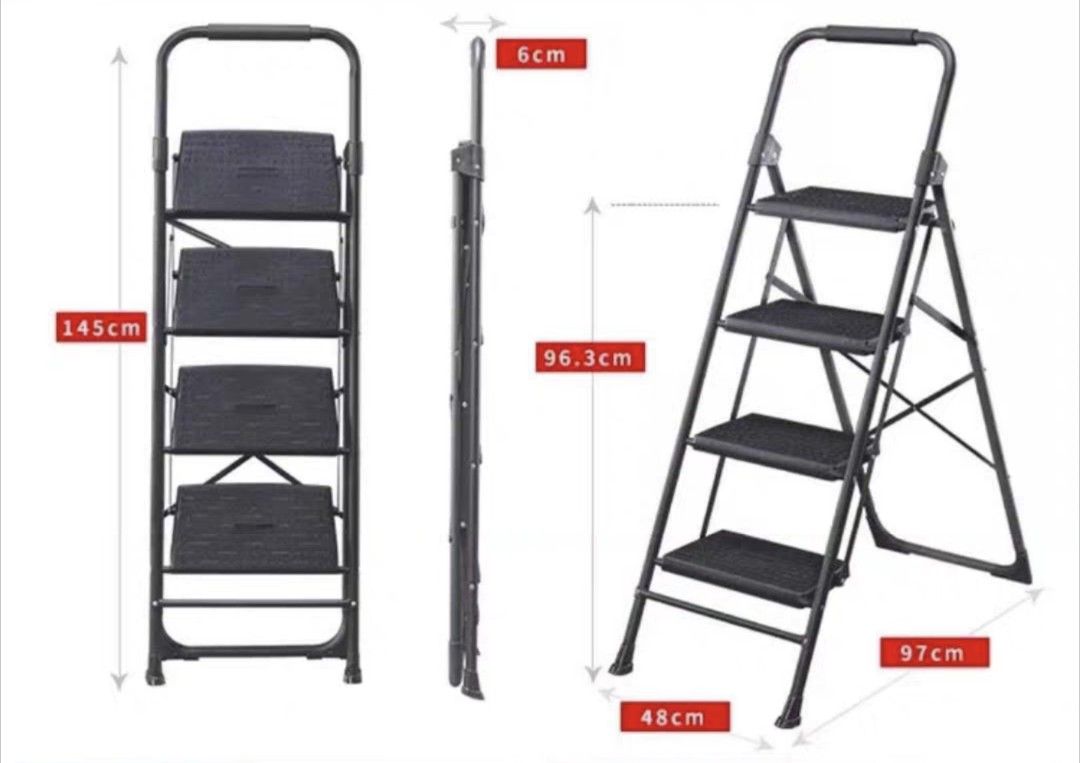 4 Steps Carbon Steel Pipe Slim Ladder, Furniture & Home Living, Home ...