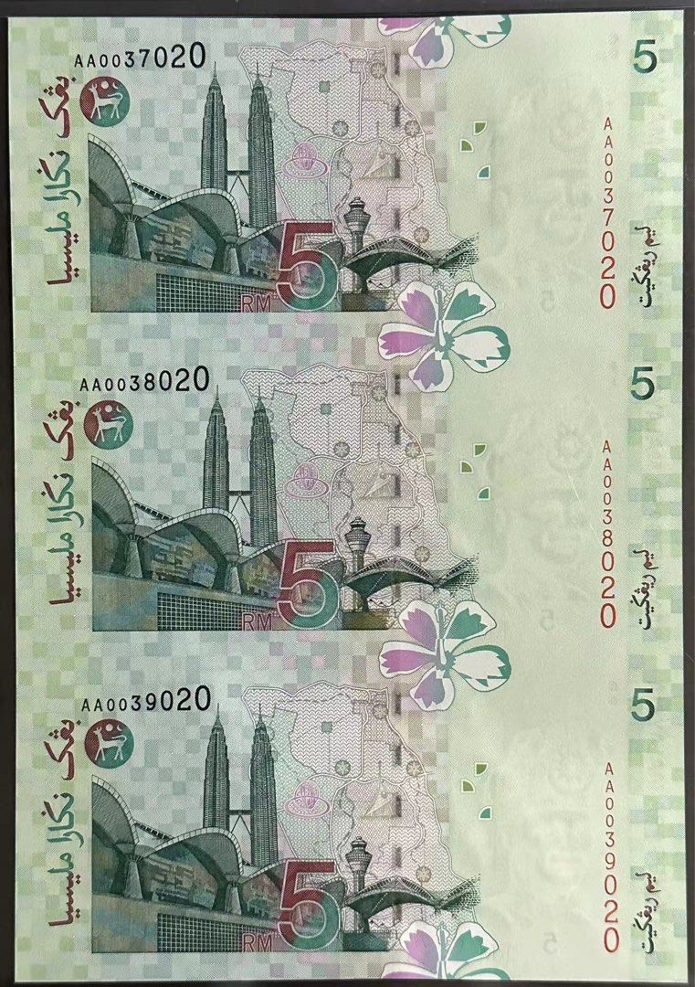 @5 Ringgit 10th Series Uncut 3 in 1 Ali Abu Hassan, @PMG 67 EPQ ., Hobbies & Toys, Collectibles ...