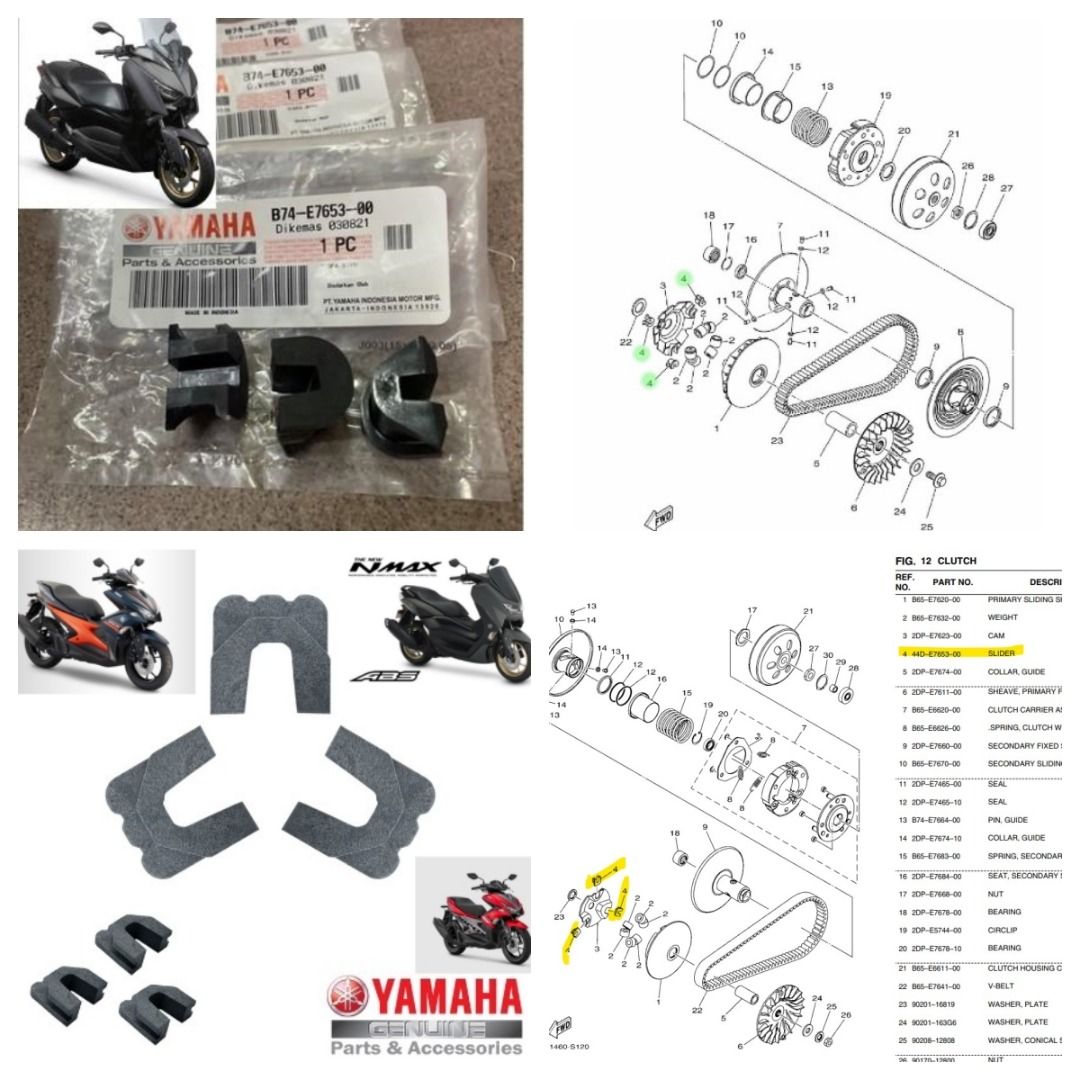 AEROX155 NMAX155 ADV PCX VARIO XMAX * CVT PULLEY KIT / V BELT / CVT ROLLER / CLUTCH SPRING ...