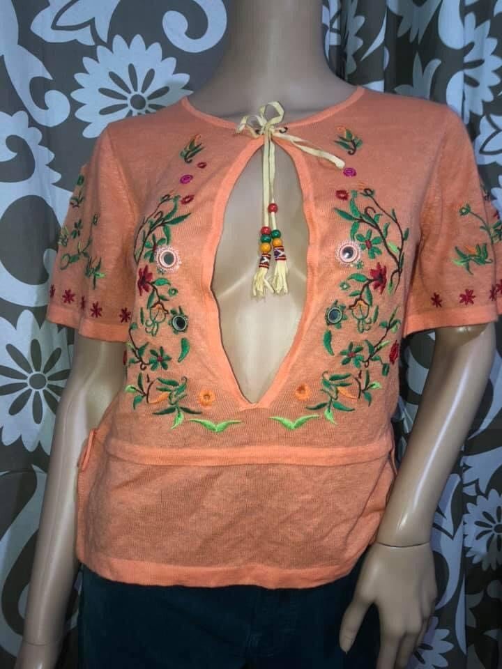 ANNA SUI orange knit blouse. Medium, Women's Fashion, Tops, Blouses on ...