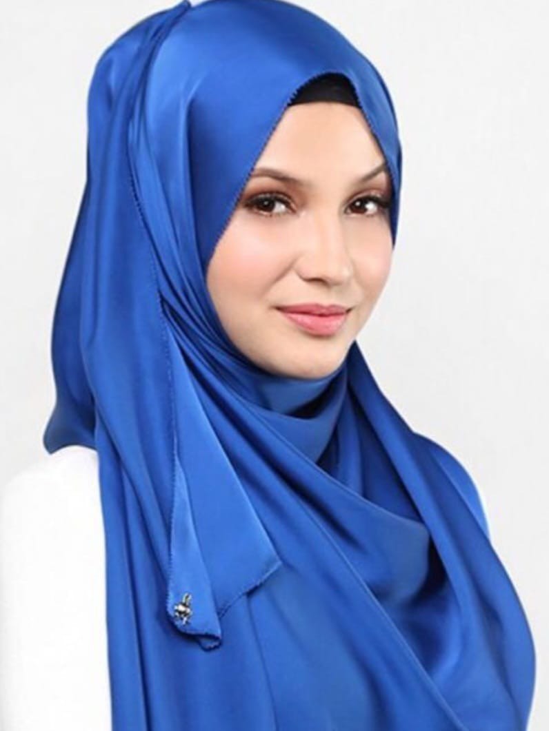 Authentic Duck Satin silk shawl in waves, Women's Fashion, Muslimah ...