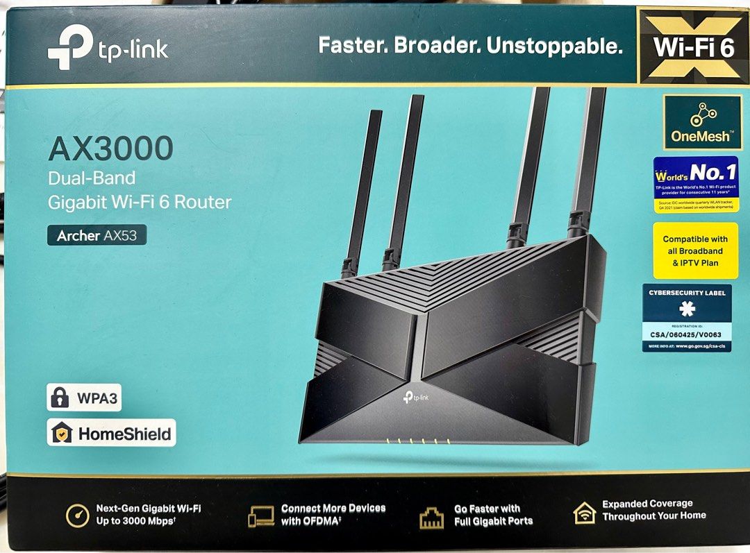 Ax3000 wifi 6 wireless router, dual band. Archer AX53, Computers & Tech ...