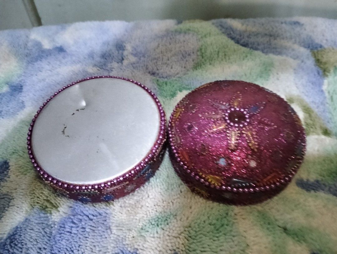 Beaded Jeweled Round Metal Trinket Box From UK, Women's Fashion ...