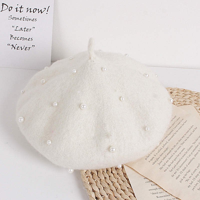 Beret for Kids with Pearl Design Girl’s Hat- Brand New - White, Babies ...