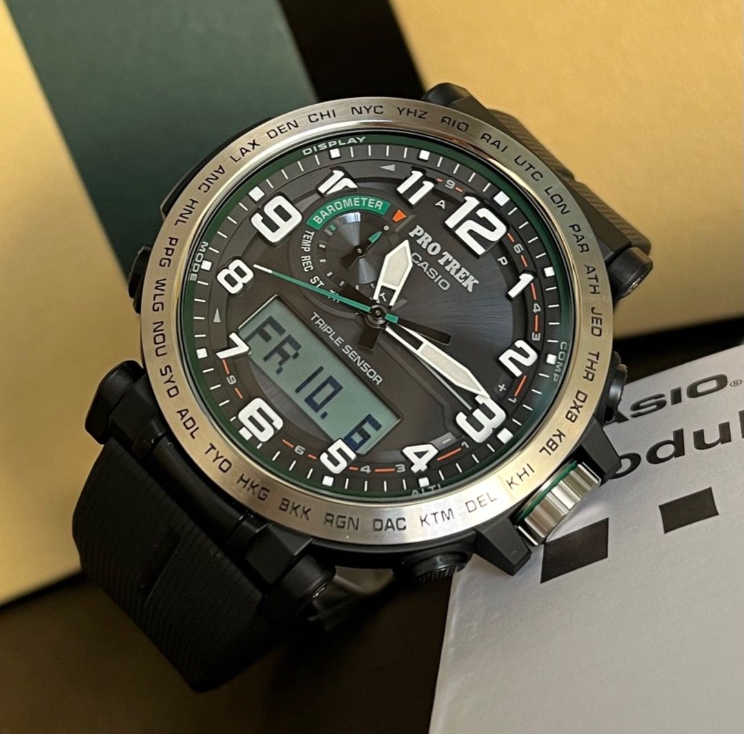 BNEW AUTHENTIC! Casio Pro Trek PRG601-1 Triple Sensor Tough Solar Black Renewable Soft Resin ...