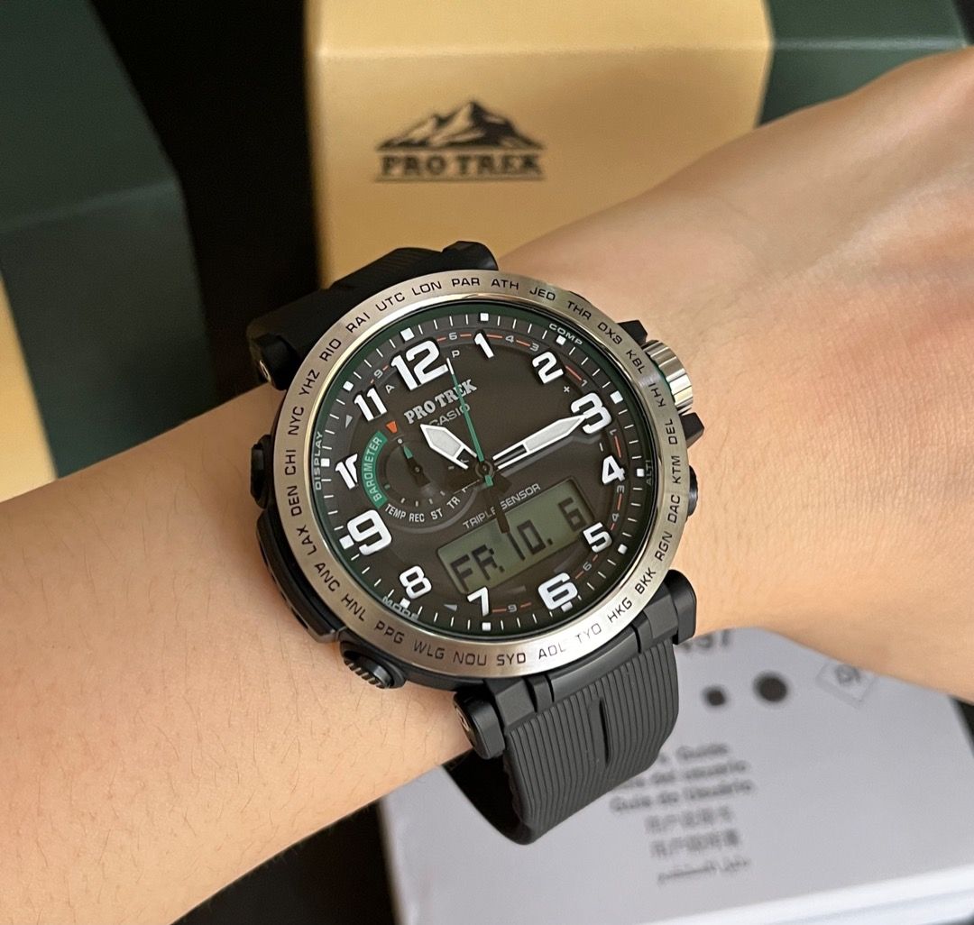 BNEW AUTHENTIC! Casio Pro Trek PRG601-1 Triple Sensor Tough Solar Black Renewable Soft Resin ...