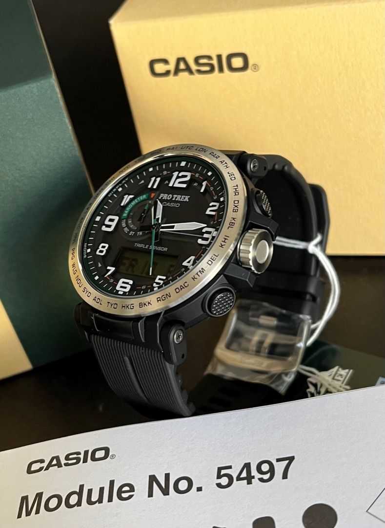 BNEW AUTHENTIC! Casio Pro Trek PRG601-1 Triple Sensor Tough Solar Black Renewable Soft Resin ...
