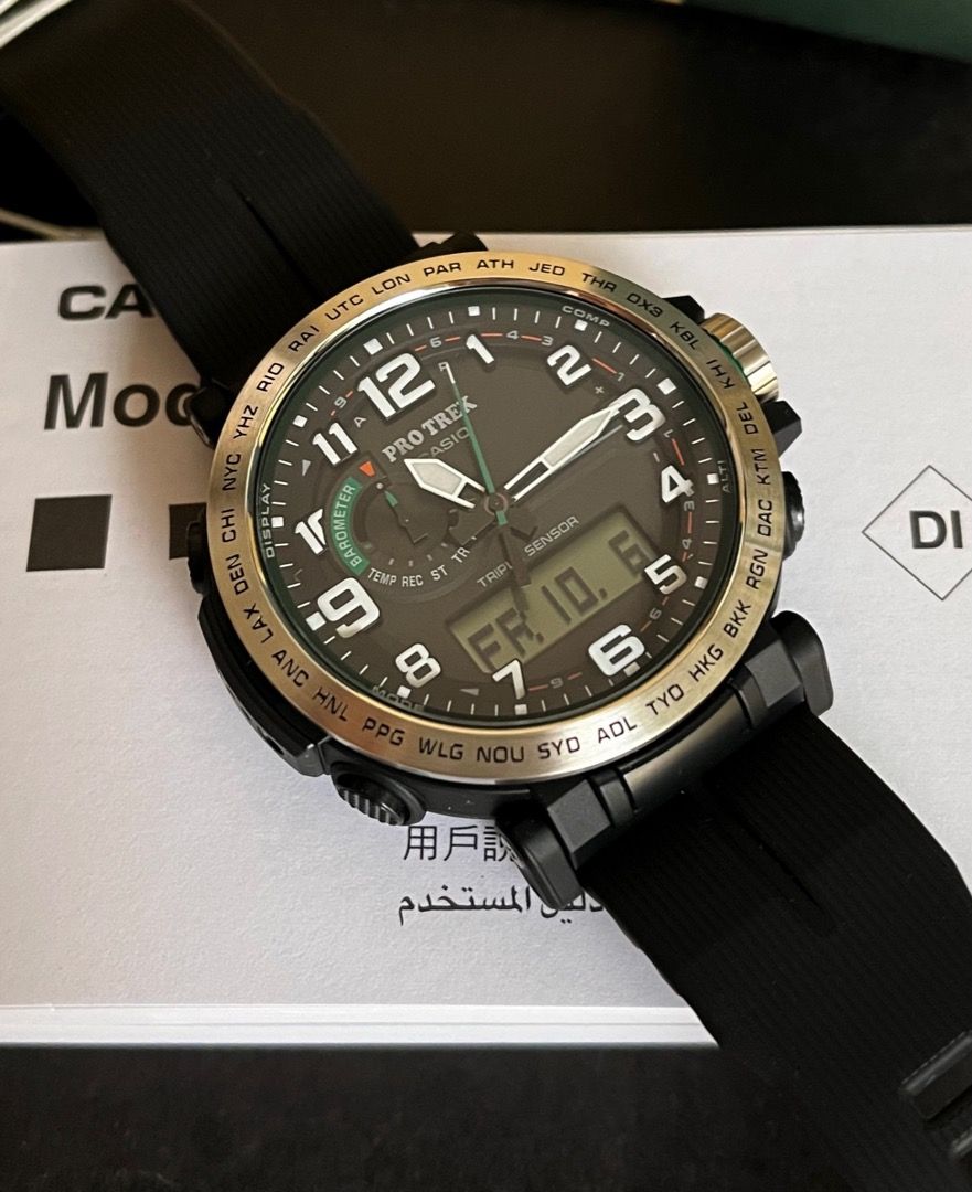 BNEW AUTHENTIC! Casio Pro Trek PRG601-1 Triple Sensor Tough Solar Black Renewable Soft Resin ...