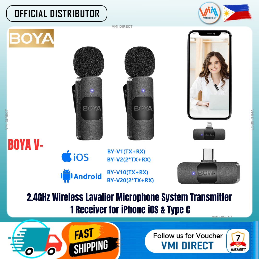 BOYA V1 V2 V10 V20 BY-V Series Mini Wireless Lavalier Microphone Ultracompact Wireless ...