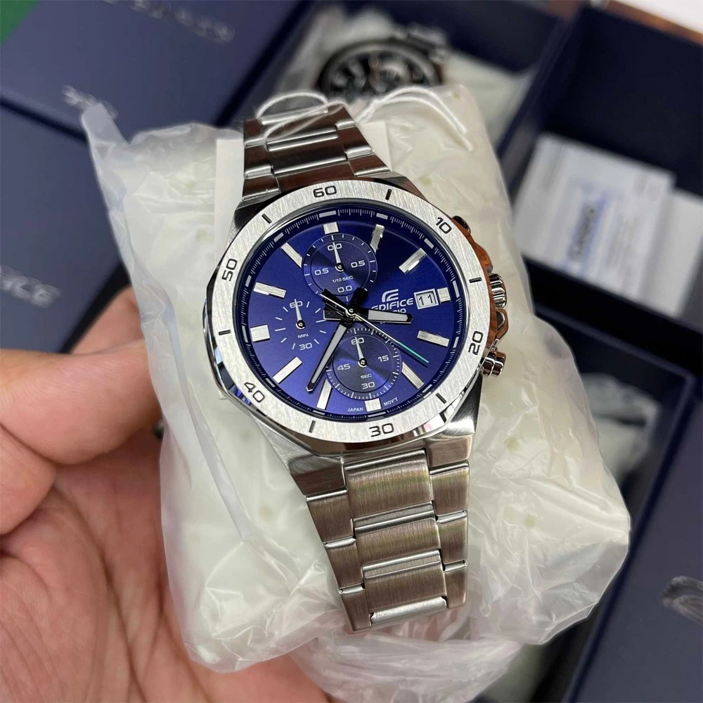 Casio Edifice EFV-640D-2AVUDF EFV-640D-2A EFV-640D-2 EFV-640D Blue Analog Stainless Steel ...