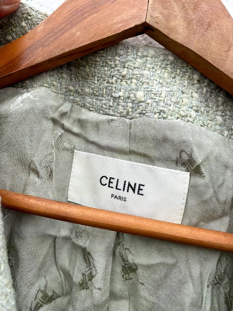 Celine Paris Pale Green Boucle Jacket, Women's Fashion, Coats, Jackets ...