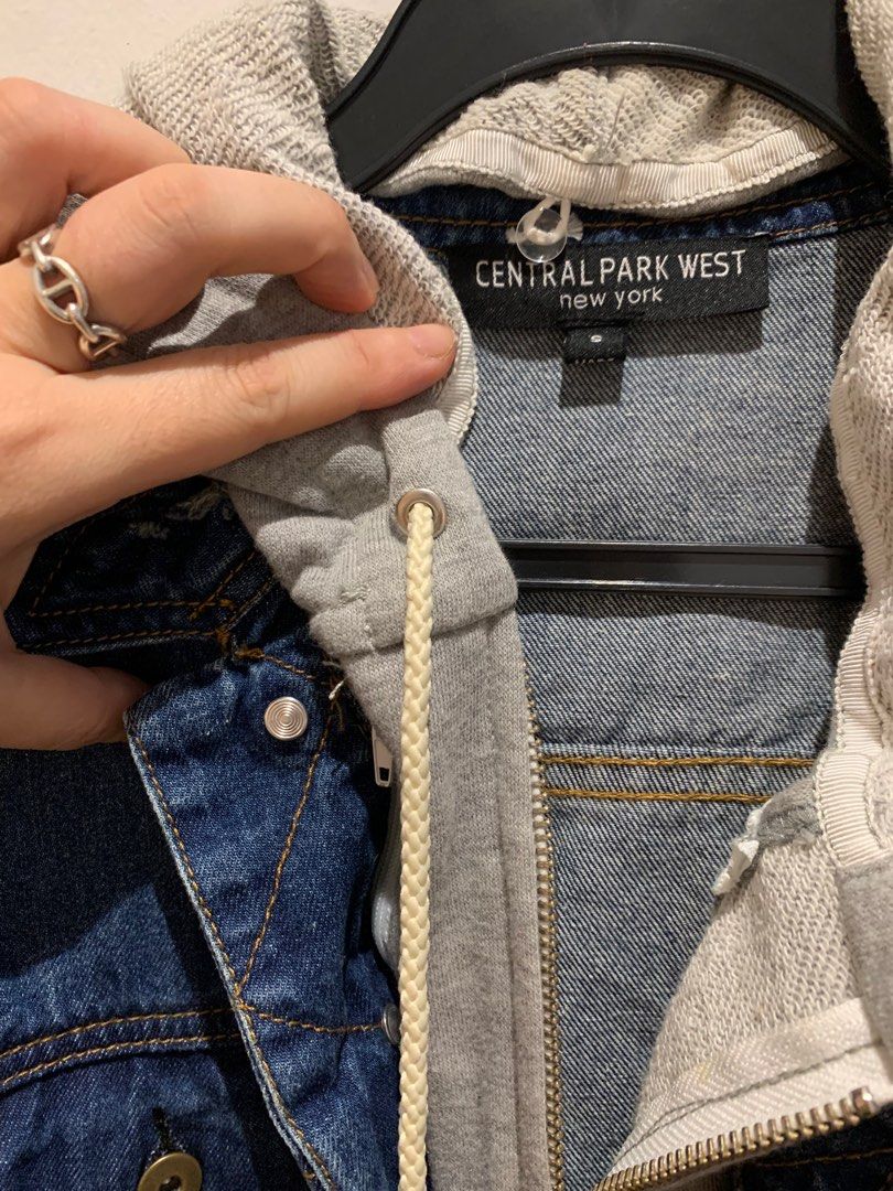 Central Park West denim jean jacket with detachable hoodie, Women's ...