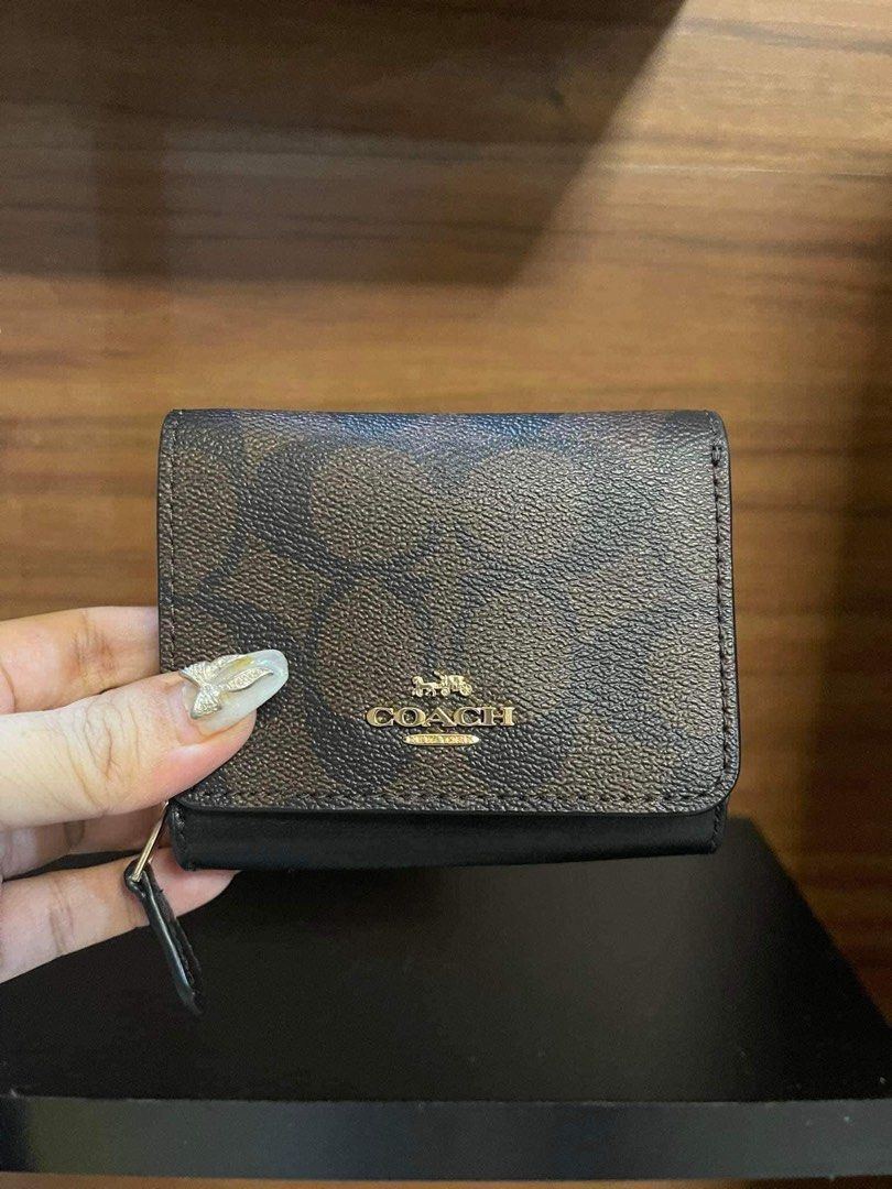 Coach Small Trifold Wallet In Signature Canvas, Luxury, Bags & Wallets ...