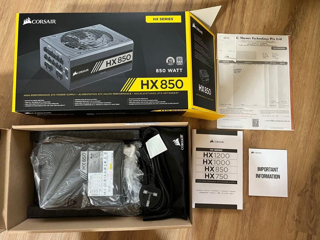 Corsair HX850 80+ Platinum PSU, Computers & Tech, Parts & Accessories ...