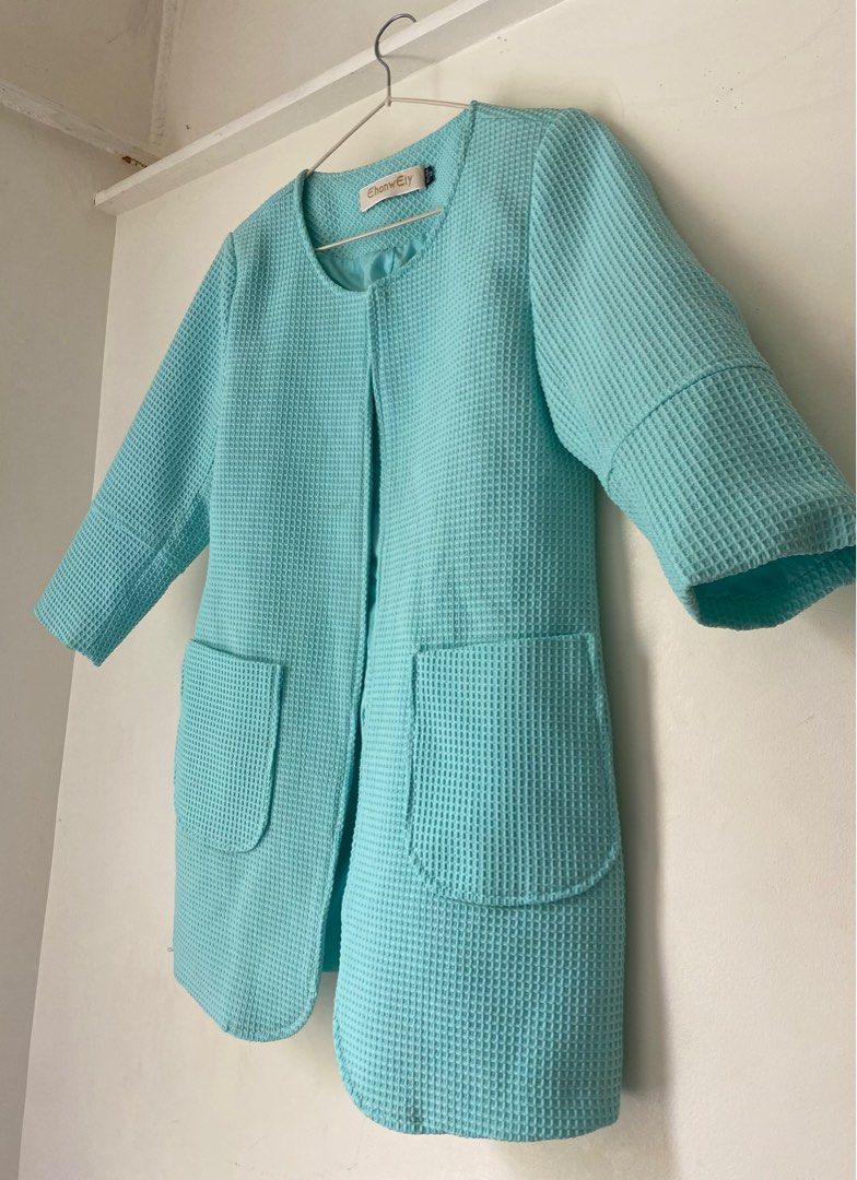 Cyan Coat, Women's Fashion, Coats, Jackets and Outerwear on Carousell