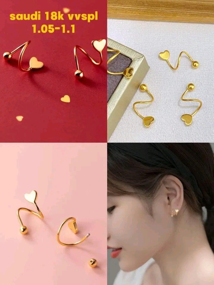 Deroscas Spiral Earrings Saudi Gold 18 K , Women's Fashion, Jewelry ...
