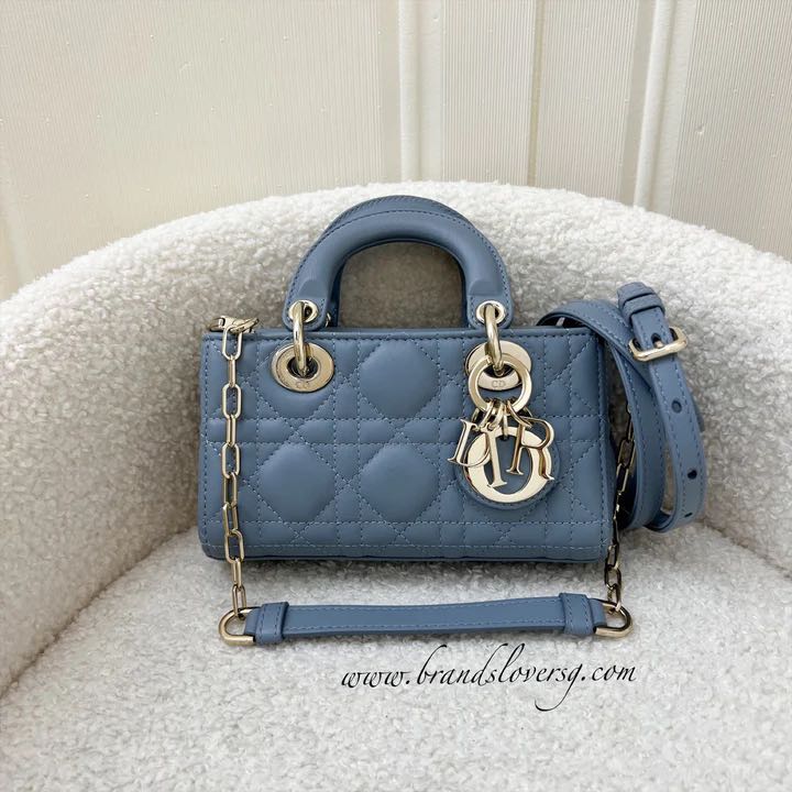 Dior Micro Lady D-Joy Bag in Cloud Blue Cannage Lambskin and LGHW ...