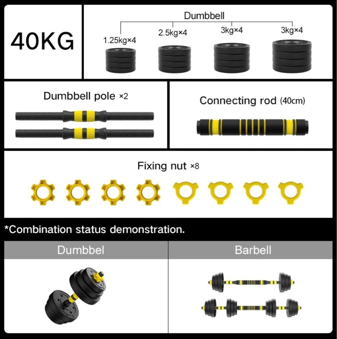 Dumbbell set 40KG, Sports Equipment, Exercise & Fitness, Weights ...