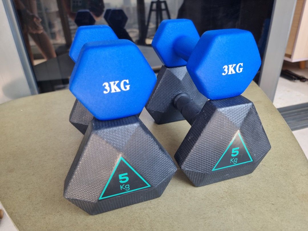 Dumbell sets 5kg & 3kg both for $45, Sports Equipment, Exercise & Fitness, Weights & Dumbbells ...