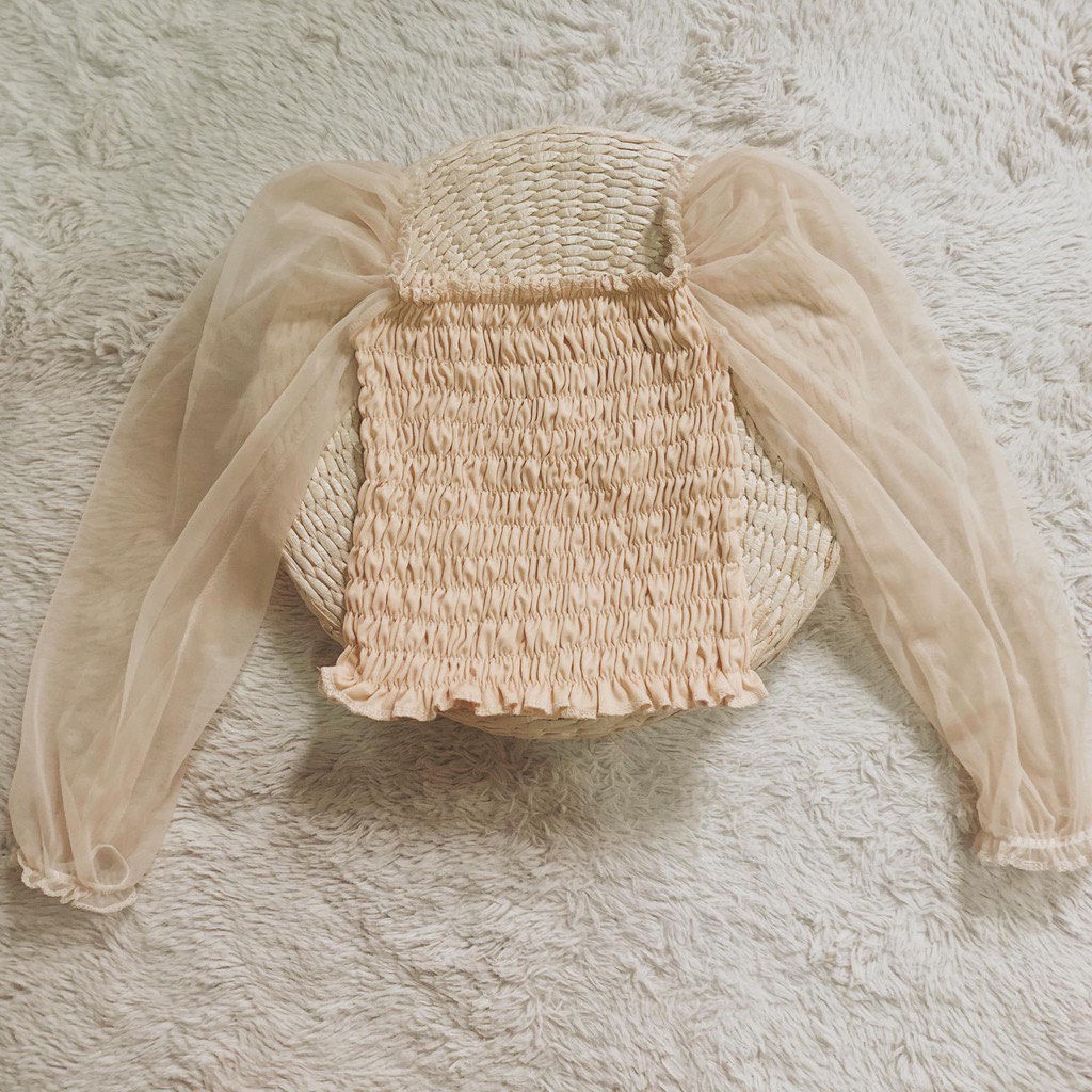 Ella 3/4 Mesh Top, Women's Fashion, Tops, Blouses on Carousell